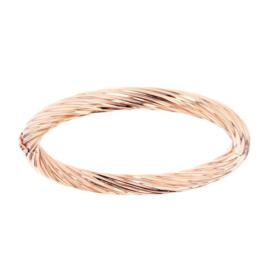 Rose Gold "Twist" Style Hinged Bangle Bracelet - Underwoods Fine Jewelers