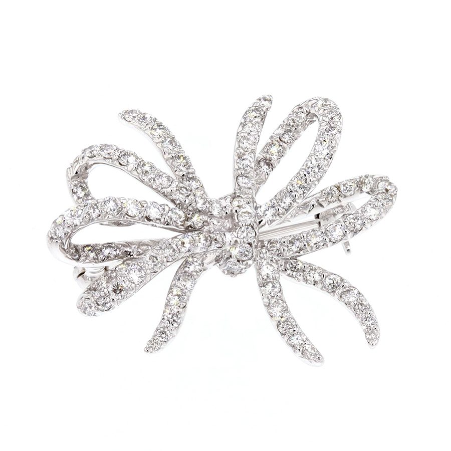 "Bow" Brooch in White Gold with Diamonds - Underwoods Fine Jewelers