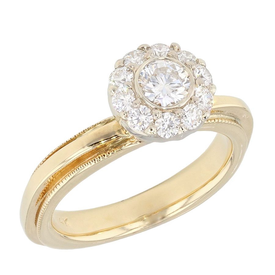 UCD0382 Diamonds in Yellow Gold Halo Ring - Underwoods Fine Jewelers
