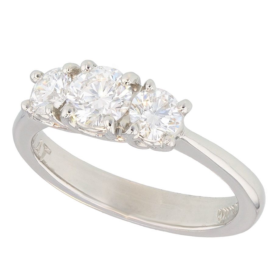 Three Diamonds in Platinum "Trellis Style" Ring - Underwoods Fine Jewelers