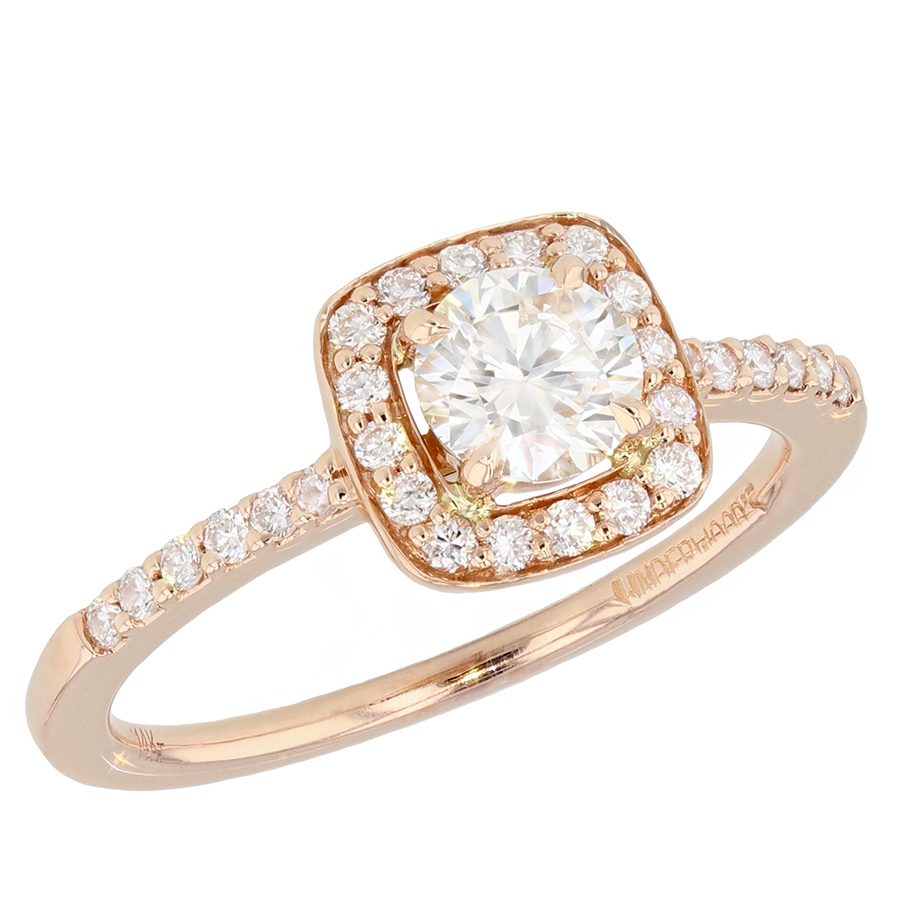 DLFR1370 Round Diamond Square Halo Rose Gold Ring - Underwoods Fine ...