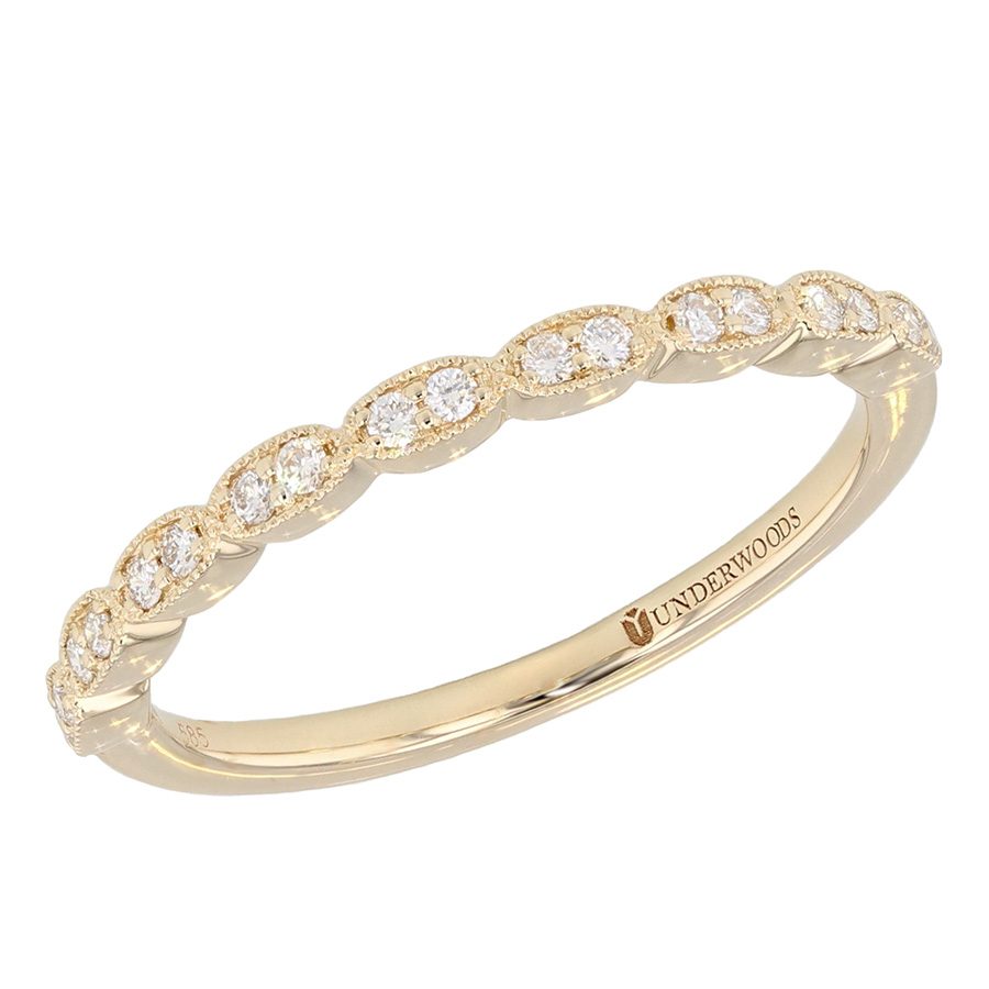 Yellow Gold Milgrain Edge Diamond Band - Underwoods Fine Jewelers