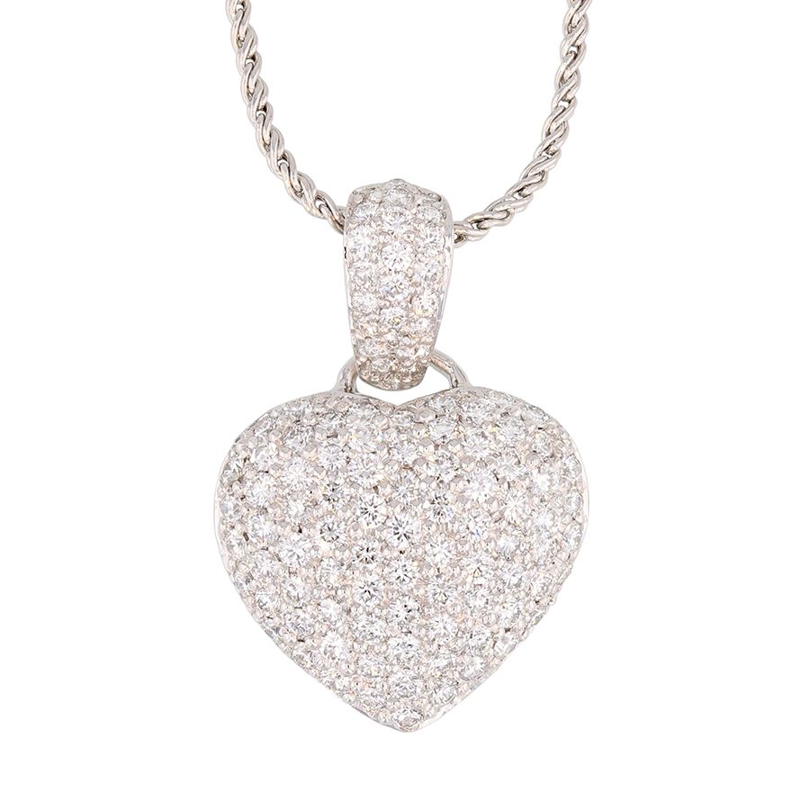 UCD0160 Diamond Pavé Heart Pendant in White Gold - Underwoods Fine Jewelers