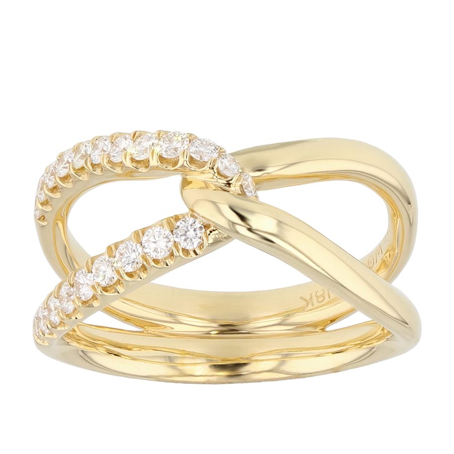 DLFR1383 Diamonds in Yellow Gold "X" Ring - Underwoods Fine Jewelers