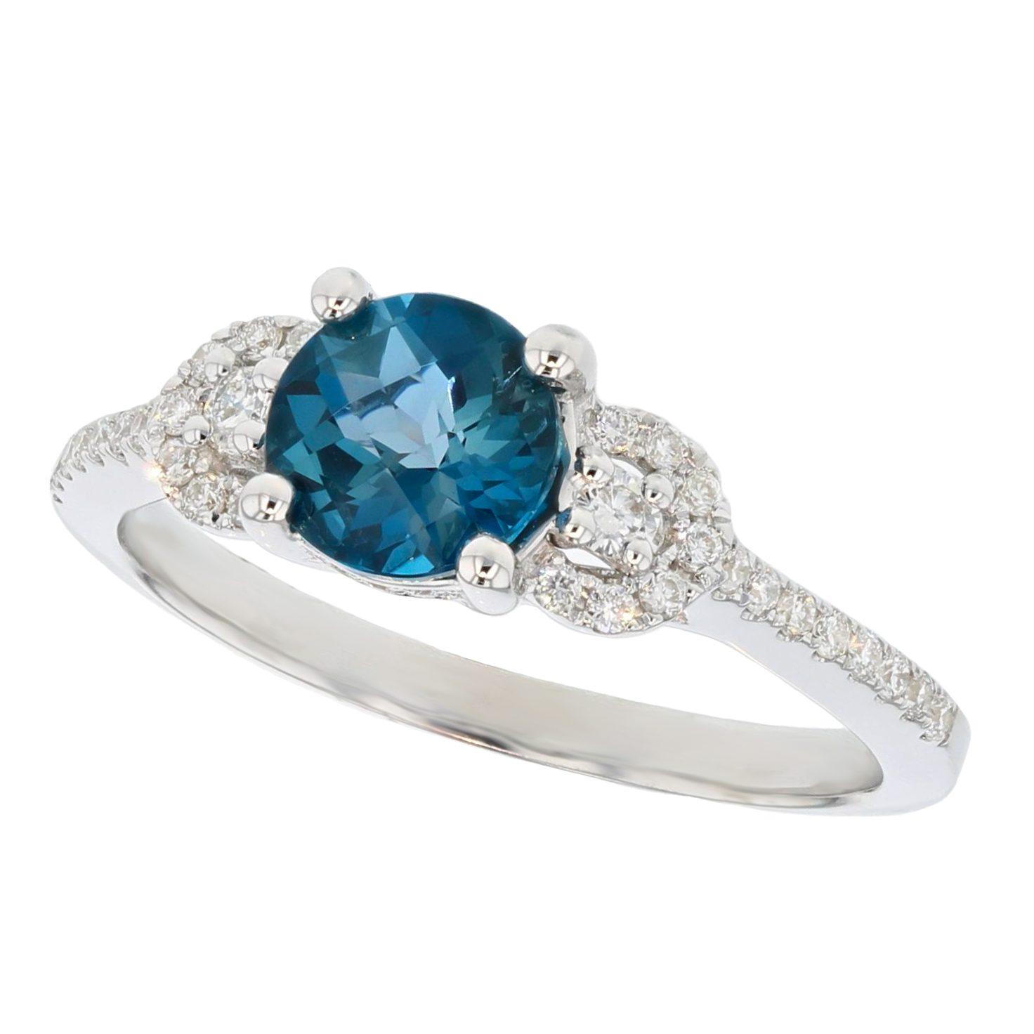 Round Blue Topaz in White Gold Ring - Underwoods Fine Jewelers