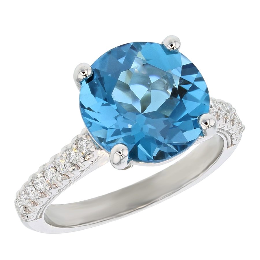 Round Blue Topaz in White Gold Ring - Underwoods Fine Jewelers