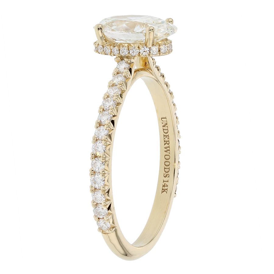 Oval Diamond in Yellow Gold Hidden Halo Ring - Underwoods Fine Jewelers
