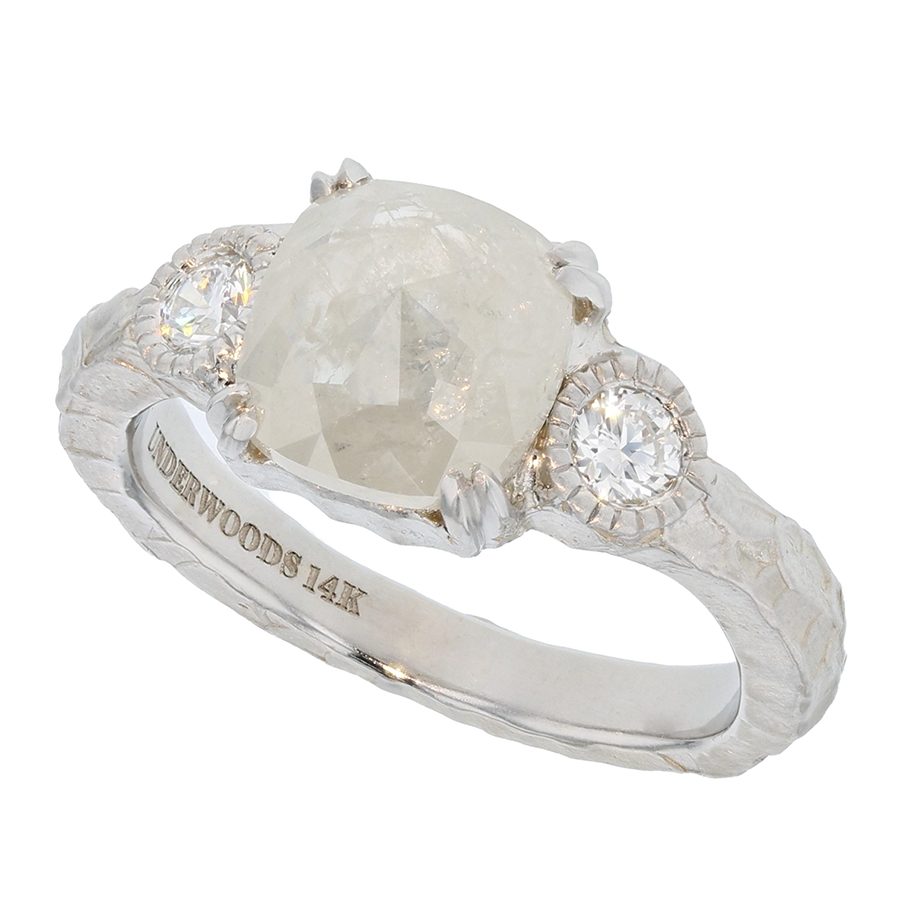UCD1612 "Crystal Ice" Diamond in Hammered White Gold Ring - Underwoods ...