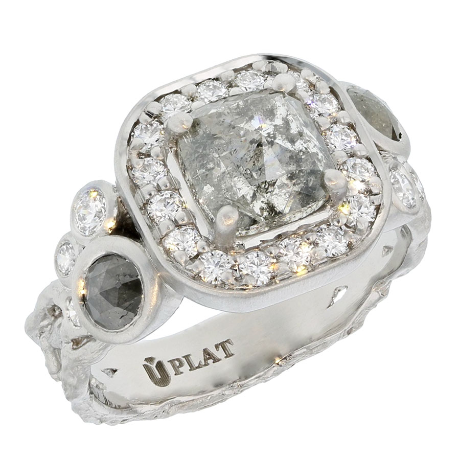 "Salt and Pepper" Diamond in Platinum Hand-Forged Ring - Underwoods ...